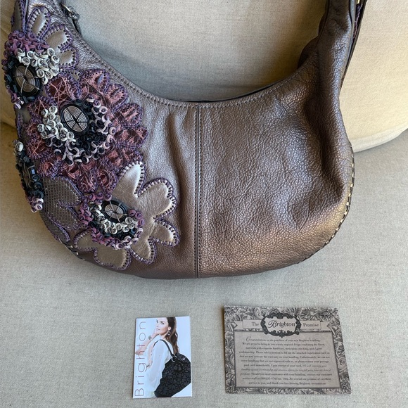 Brighton | Bags | Brighton Rare Fabiola Pewter Leather Appliqu Handbag ...